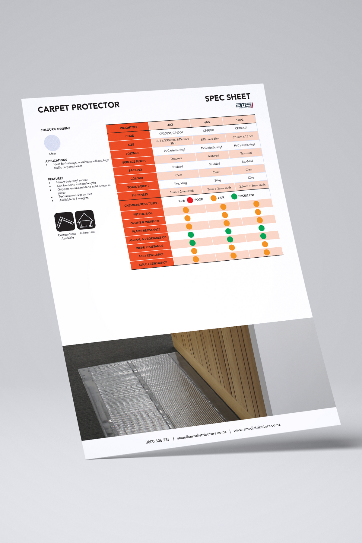 Carpet Protector Matting Spec Sheet – Article – AMS Distributors