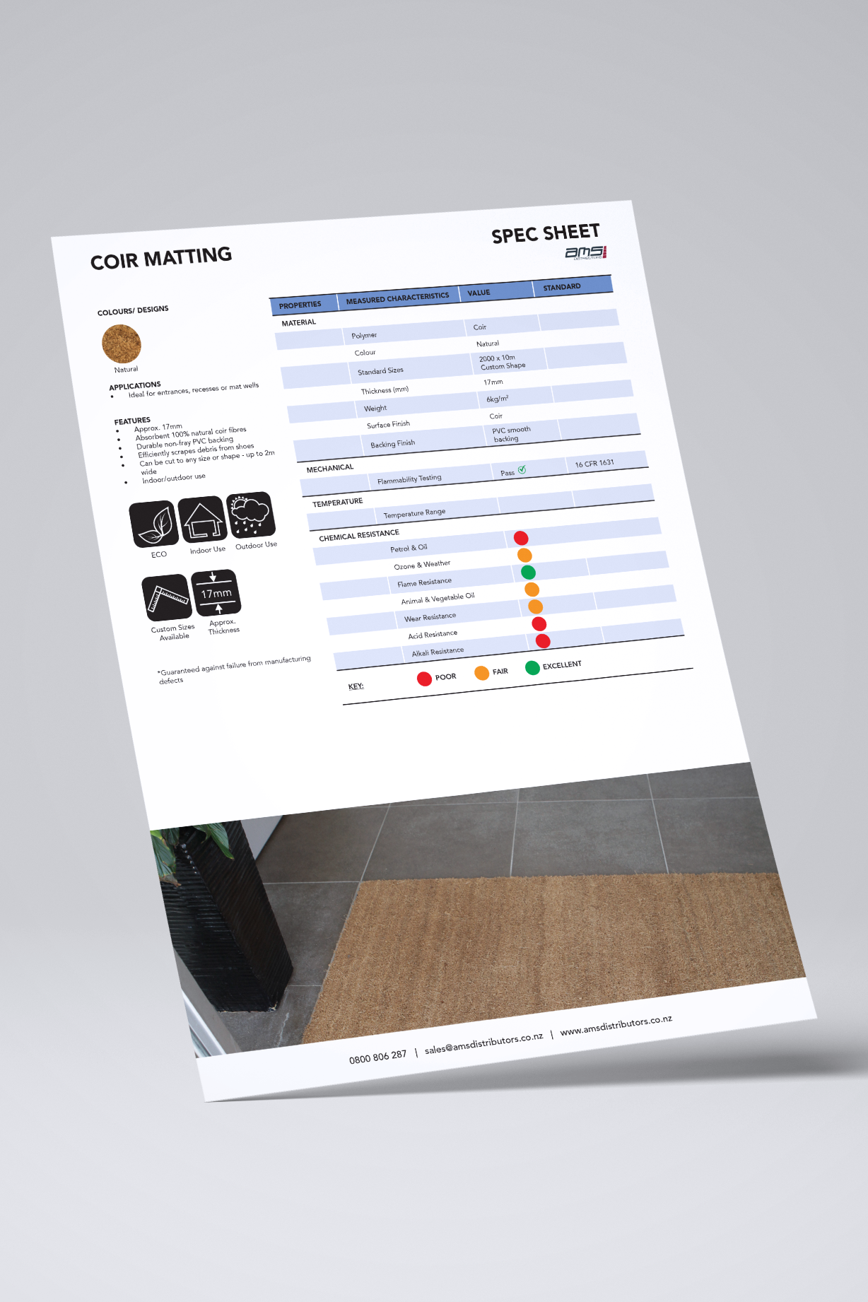 Coir Matting Spec Sheet – AMS Distributors