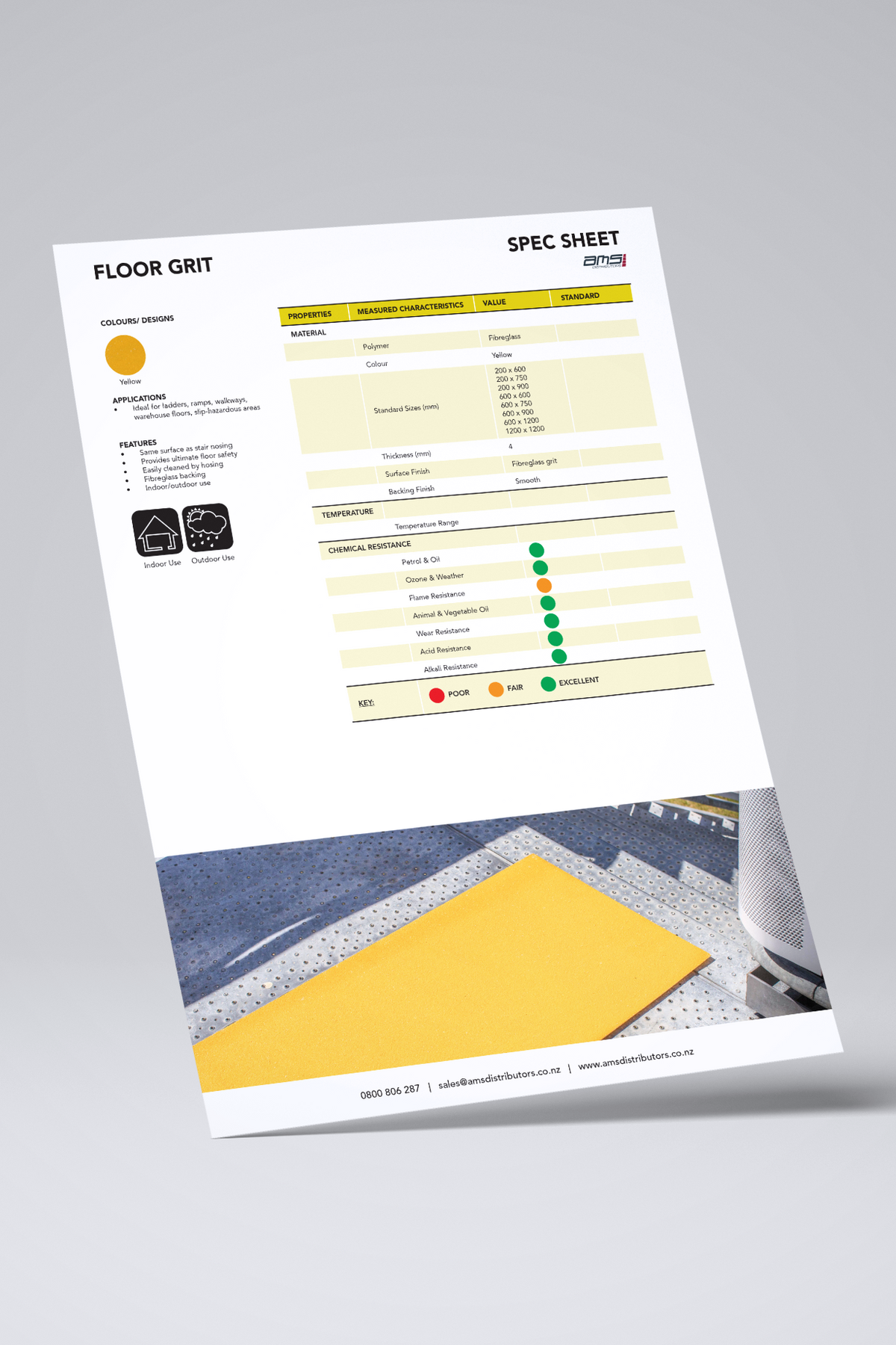 Fibreglass Floor Grit Panel Spec Sheet – Article – AMS Distributors