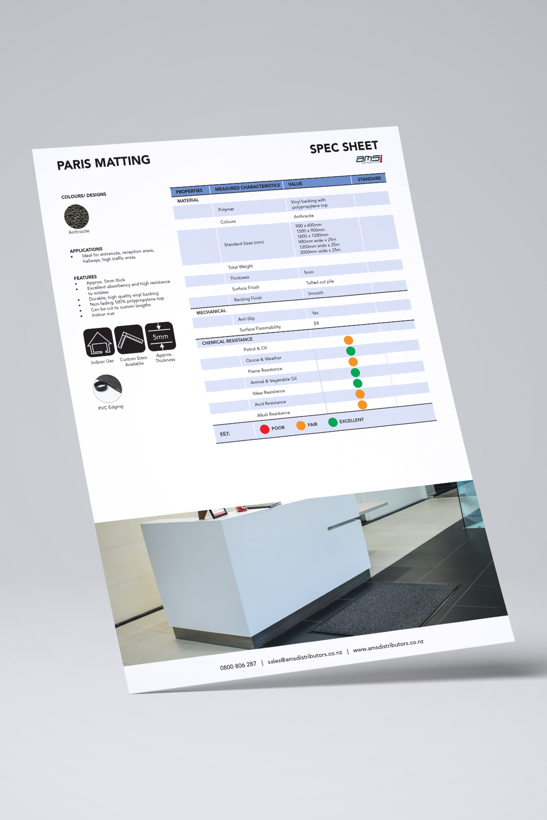 Paris Matting Spec Sheet – AMS Distributors