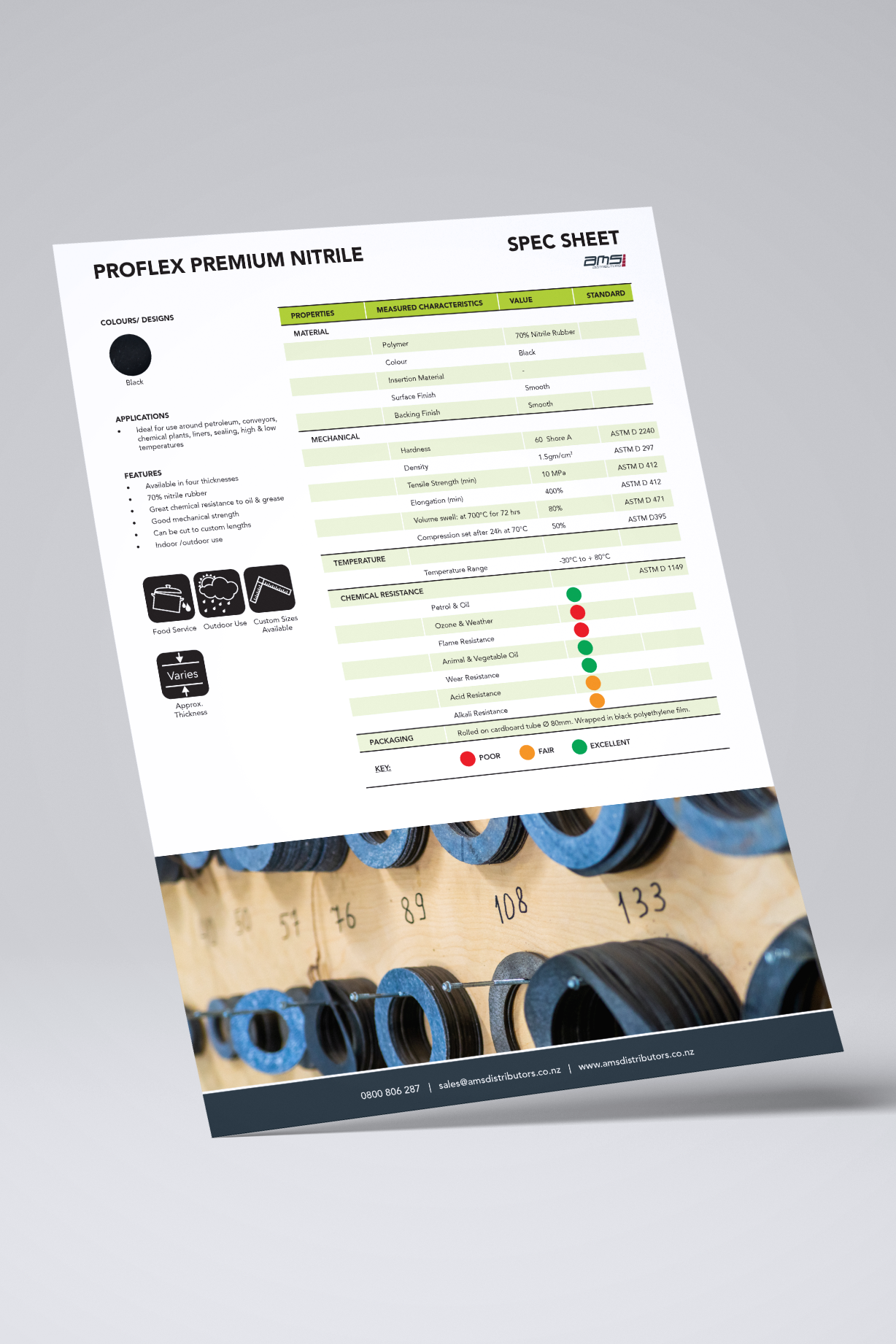 Proflex Premium Nitrile Rubber Spec Sheet – AMS Distributors