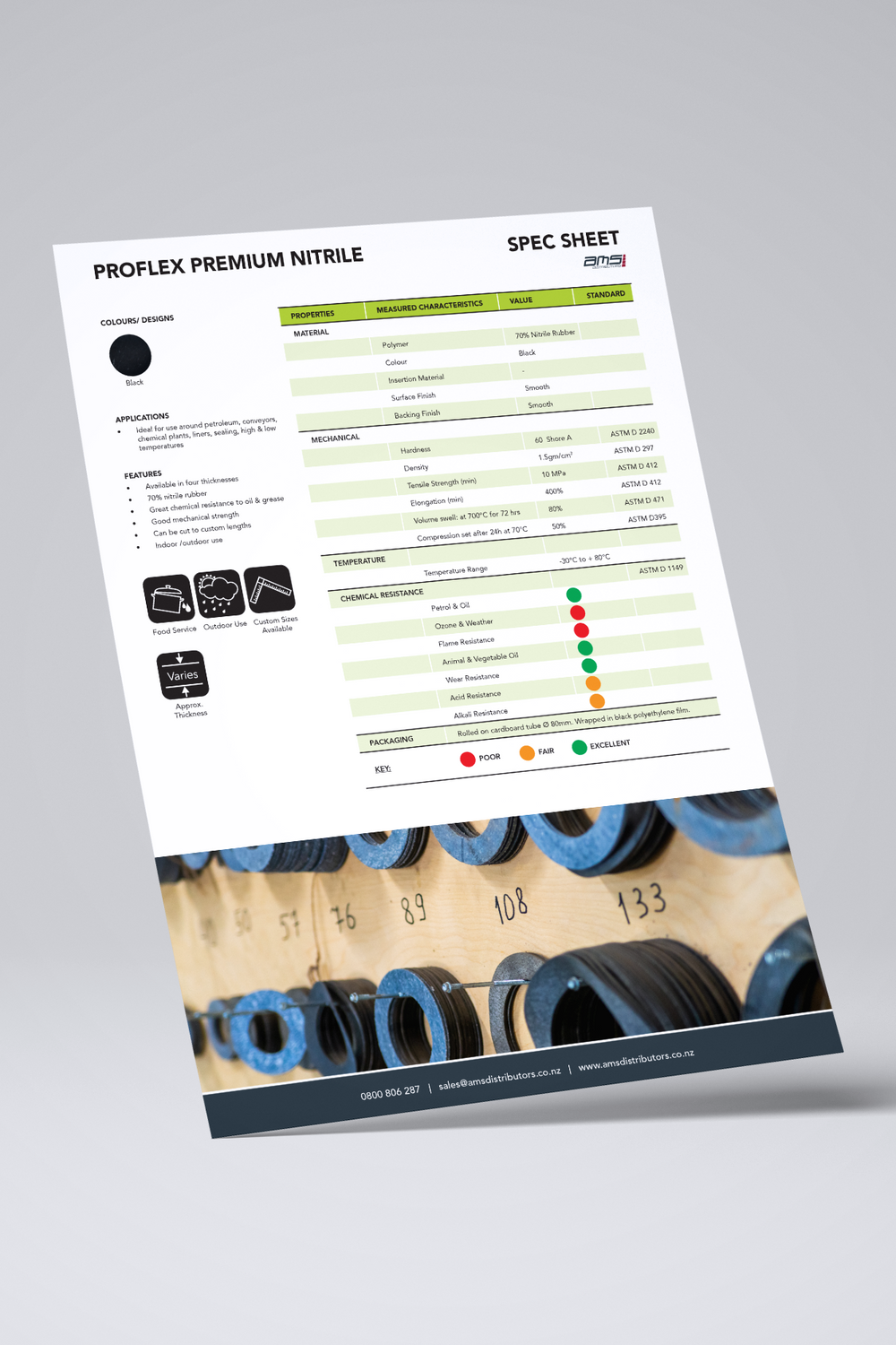 Proflex Premium Nitrile Rubber Spec Sheet – Article – AMS Distributors
