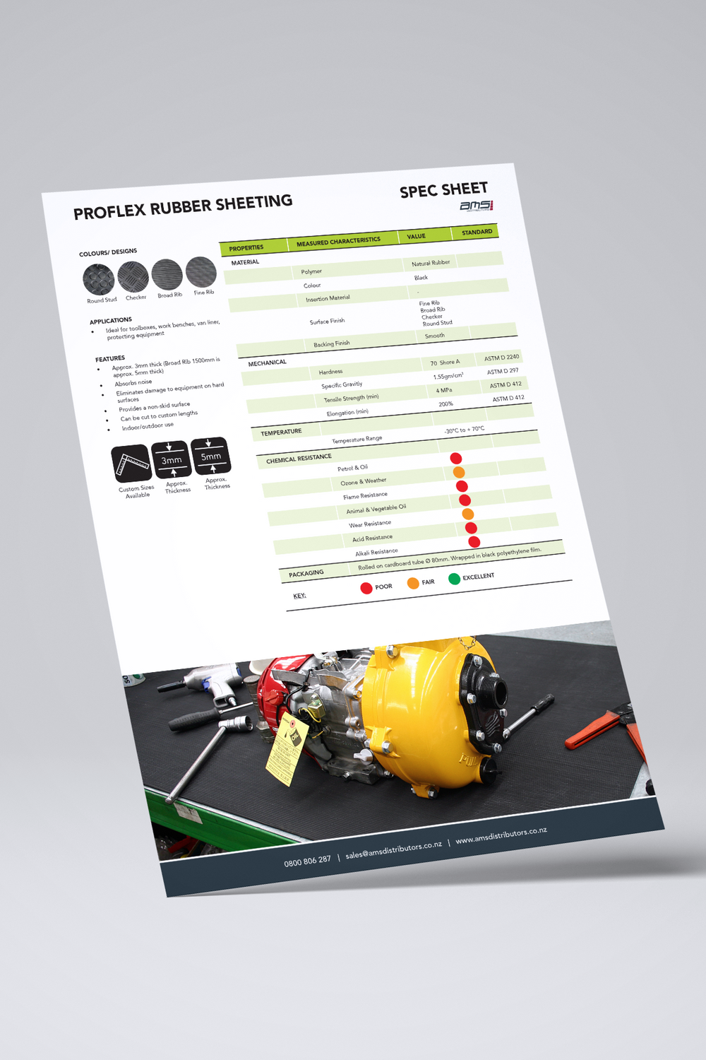 Proflex Rubber Sheeting Spec Sheet – Article – AMS Distributors