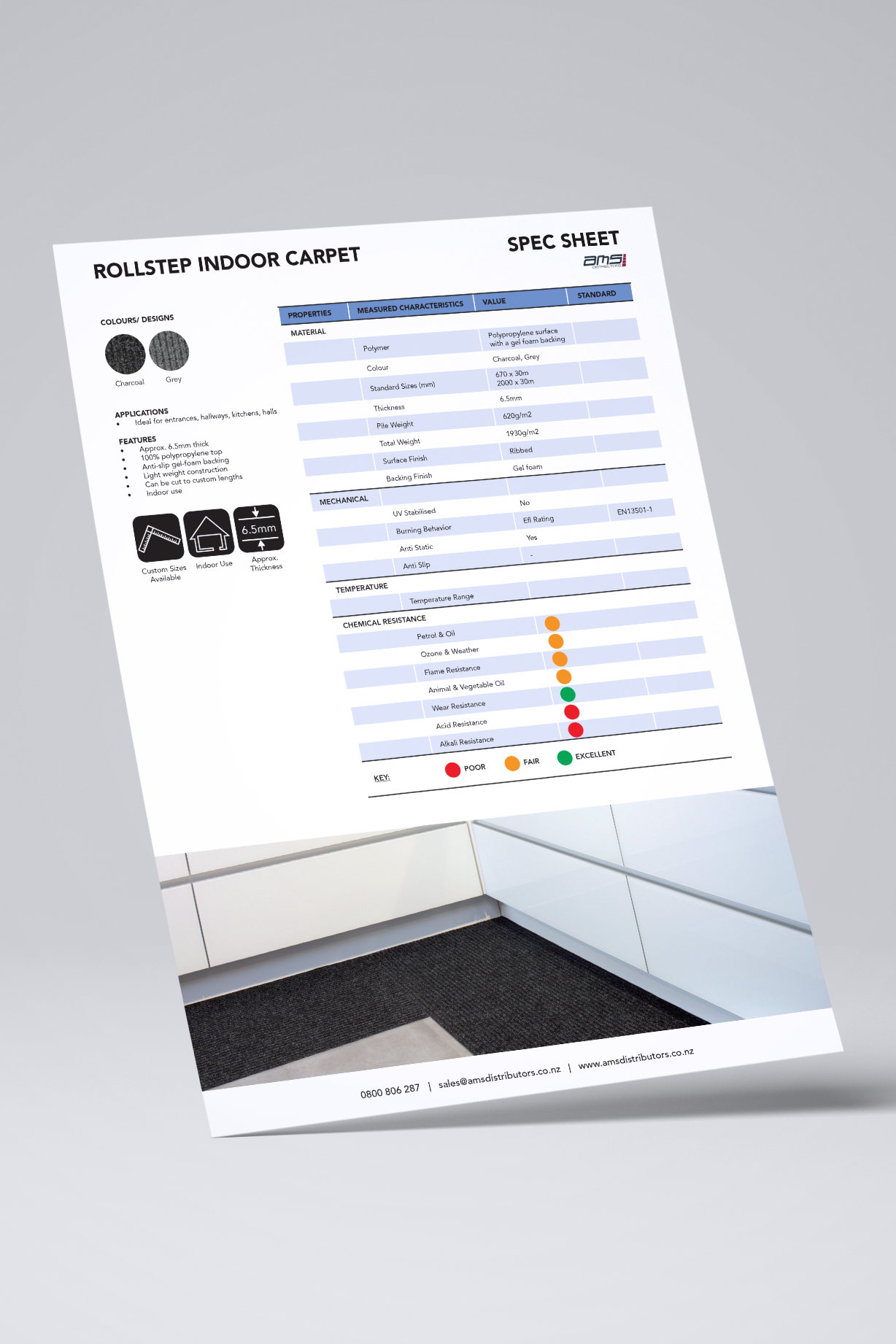 Rollstep Indoor Carpet Spec Sheet – AMS Distributors