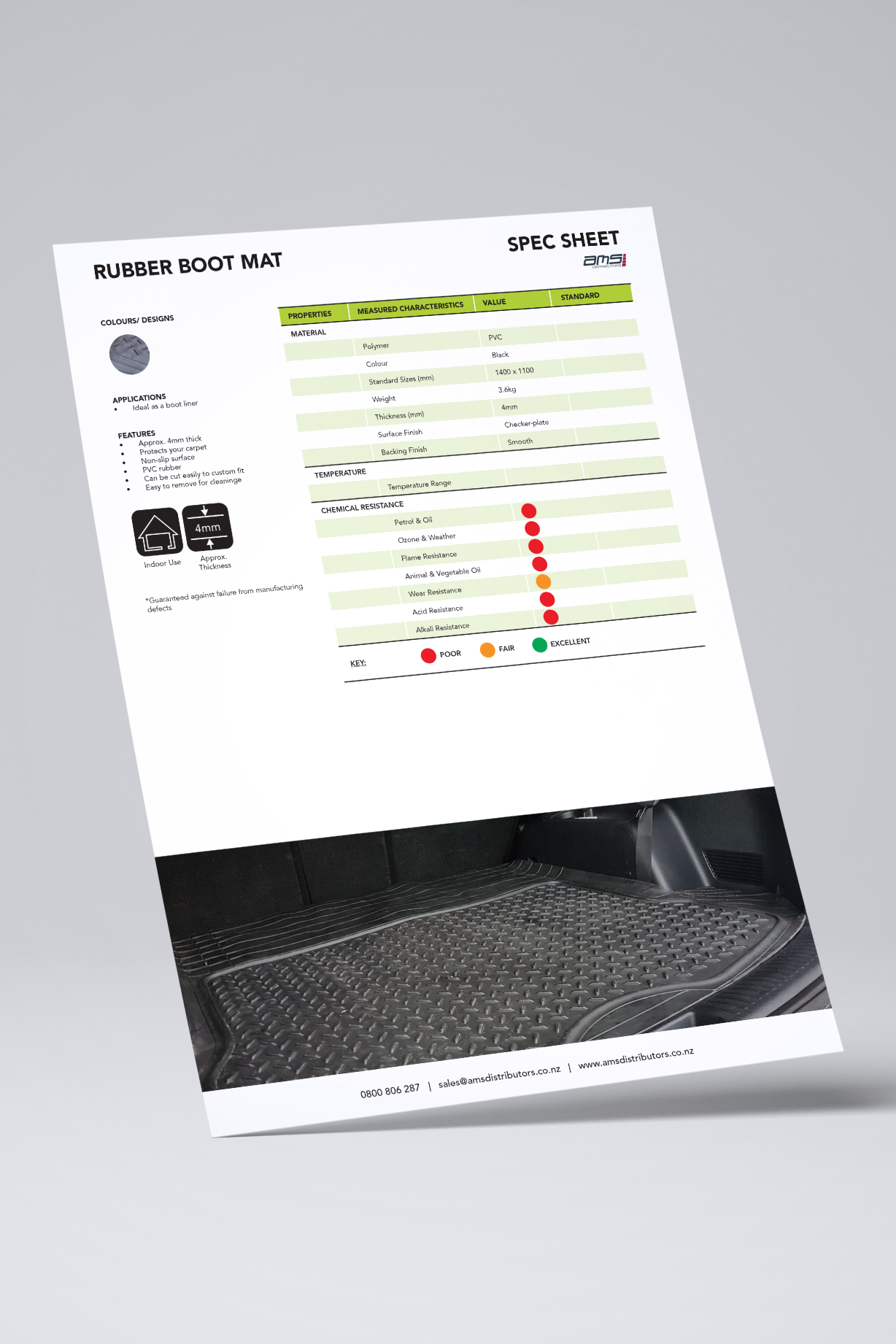 Rubber Boot Mat Spec Sheet – AMS Distributors